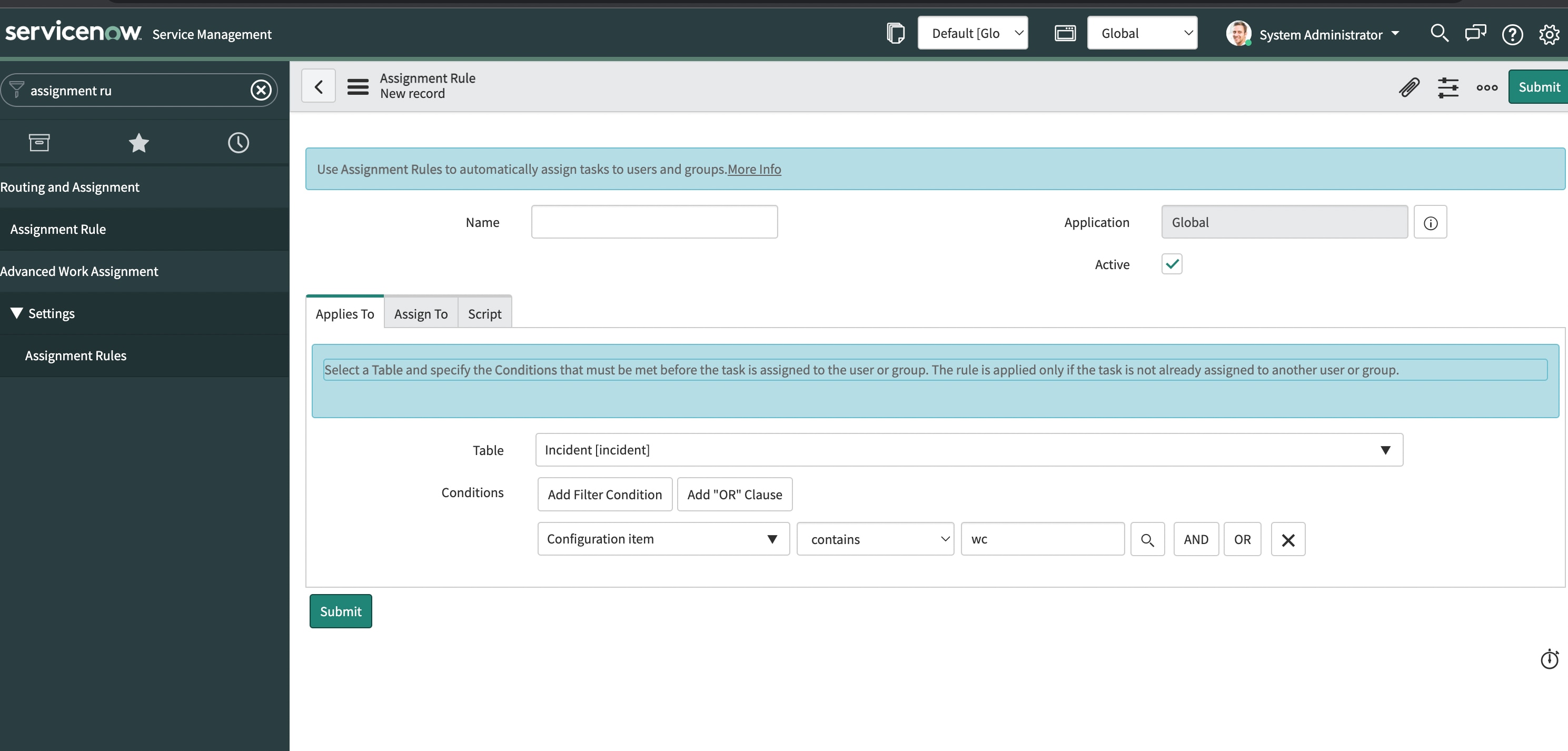 Solved: What is the best way to set an assignment group ba... - ServiceNow Community